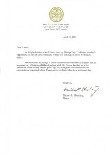 Mayors Support Letters Gallery – Siblings Day Foundation